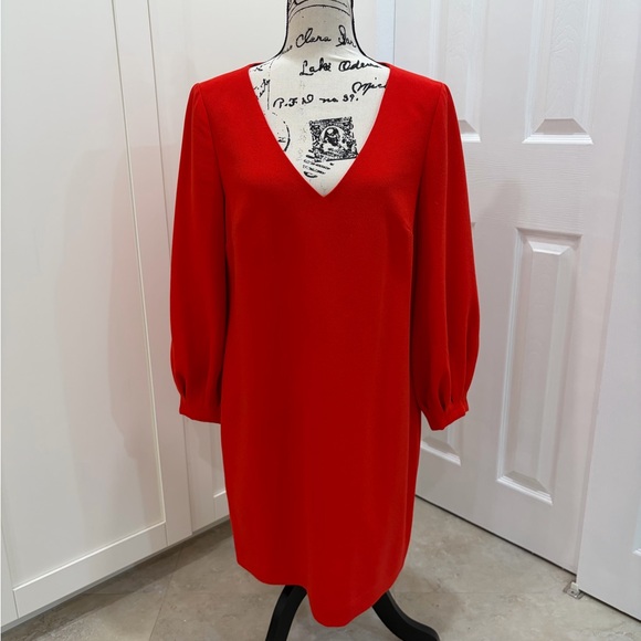 Trina Turk | Dresses | Trina Turk Vibrant Red Long Sleeve Midi Dress ...